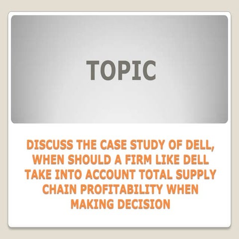 Discuss the case study of dell, when nit. | PPT