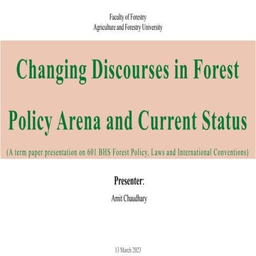 Discuss the Changing discourses in policy arena and current status of ...