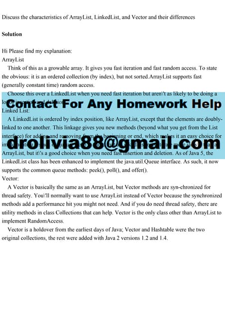 Discuss The Characteristics Of Arraylist Linkedlist And Vector Andpdf 4938