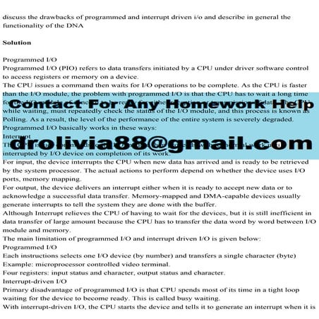 Discuss The Drawbacks Of Programmed And Interrupt Driven Io And Des Pdf