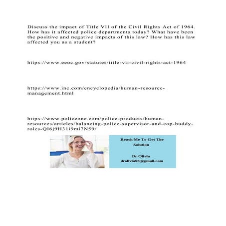 Discuss the impact of Title VII of the Civil Rights Act of 1964. How.docx