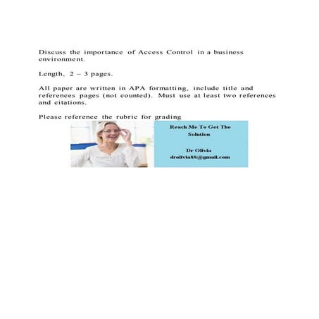 Discuss the importance of Access Control in a business environme | DOCX
