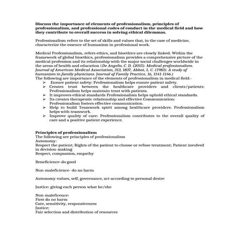 Discuss the importance of elements of professionalism.docx