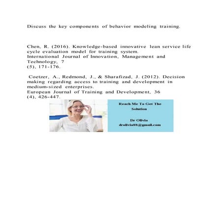 Discuss the key components of behavior modeling training. Ch | PDF