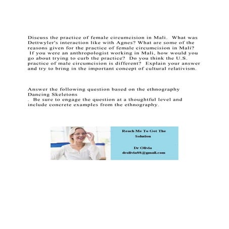 Discuss the practice of female circumcision in Mali. What was D.docx