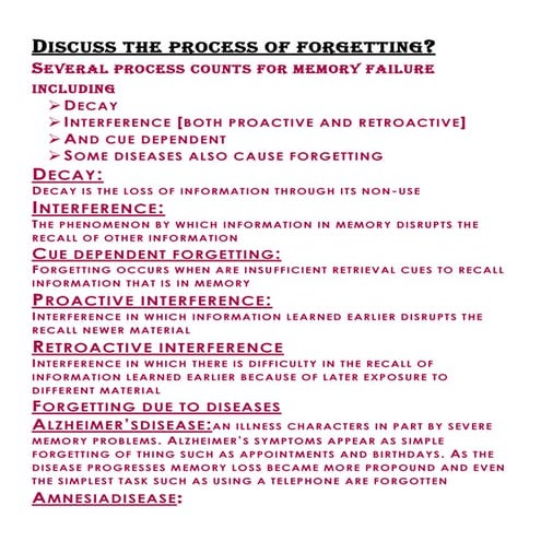 the process of forgetting | DOCX | Brain and Nervous System Disorders ...