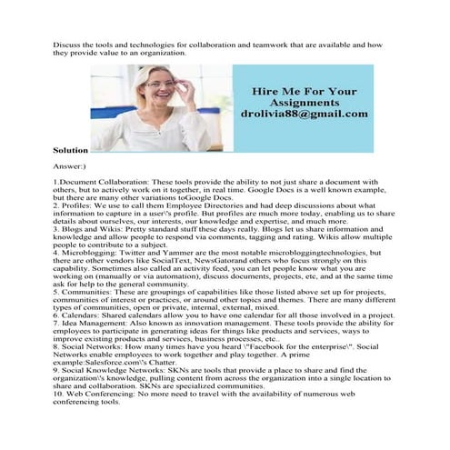 Discuss the tools and technologies for collaboration and teamwork that.docx