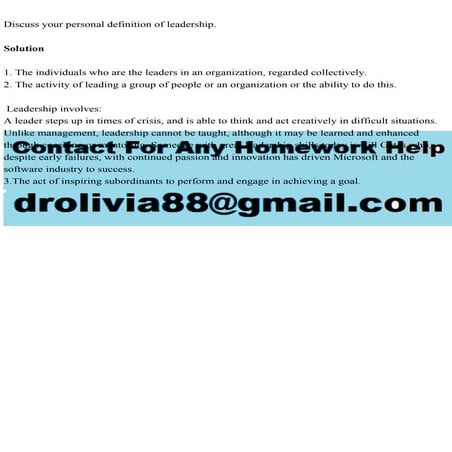 Discuss your personal definition of leadership.Solution1. The .pdf