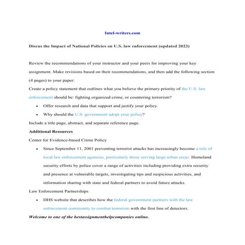 Discus the Impact of National Policies on U.S. law enforcement (updated ...