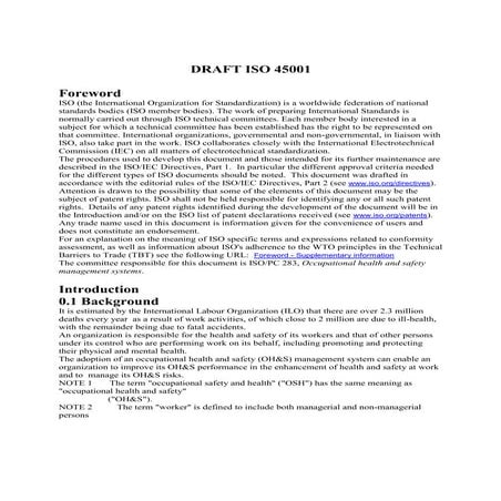 Dis draft iso-45001 | PDF