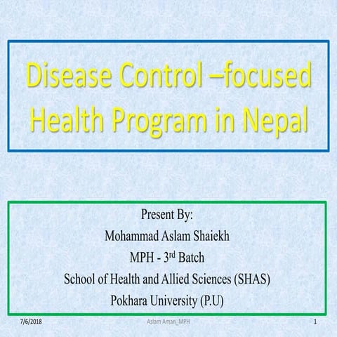 Disease Control Focused Health Program in Nepal | PDF