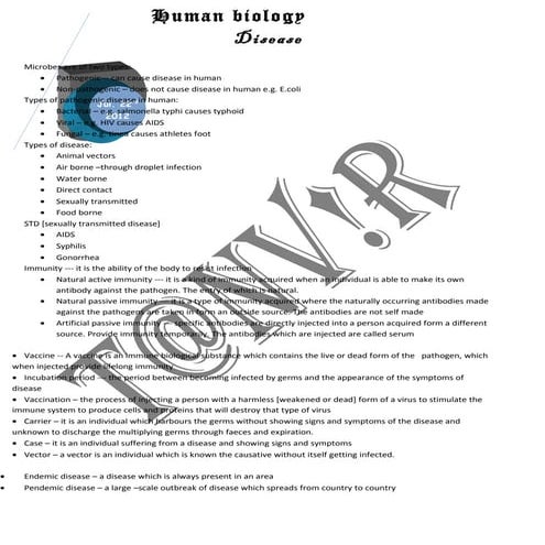 IGCSE human biology-- chap: disease....by T@NV!R | DOC | Infectious ...