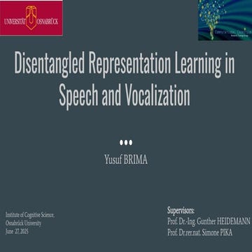 Disentangled Representation Learning in Speech and Vocalization | PDF