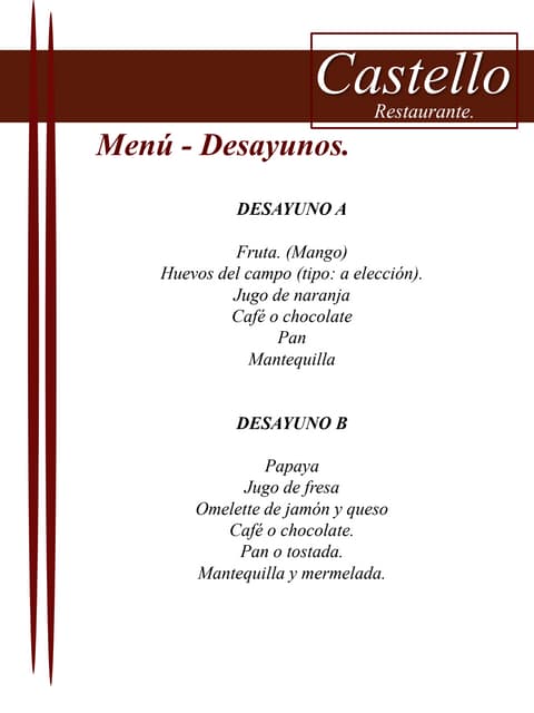 MENU RESTAURANTE HOTEL CHORTI ESQUIPULAS | PDF | Hotels and Motels ...