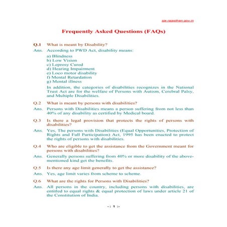 DISABILITY faq | PDF | Special Needs Kids | Parenting