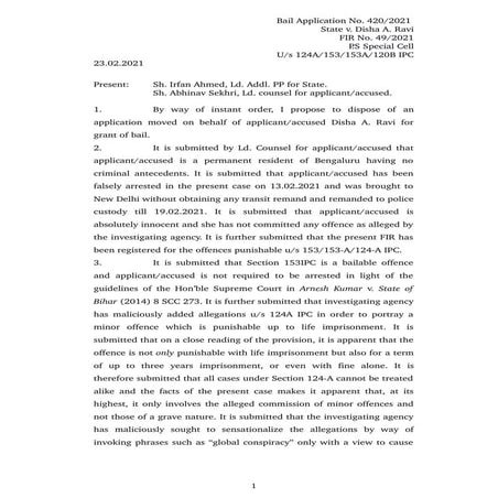 Disha bail order | PDF