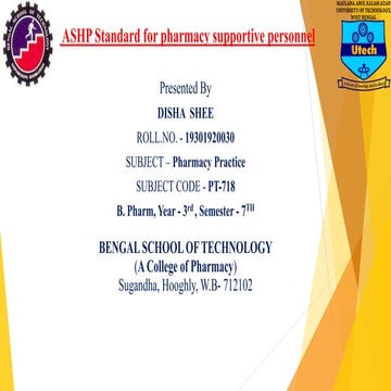 ASHP Standard for pharmacy supportive personnel | PPTX