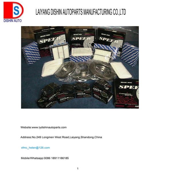 Dishin speed brake disc &pads catalogue | PDF