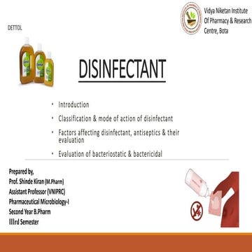 Disinfectant - Pharmaceutical microbiology (Second year b.pharm) (3rd ...