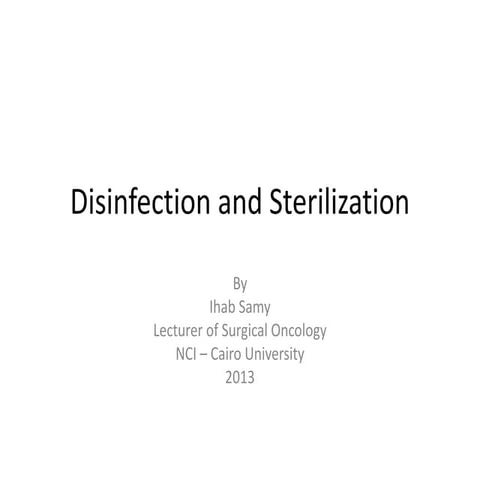 Disinfection and sterilization | PPTX