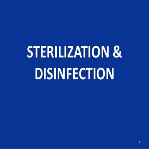 Disinfection and sterilization Lecture | PPTX