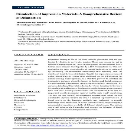Disinfection of impressions | PPTX