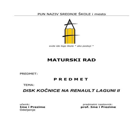 Disk kocnice na renault laguni ii | PDF
