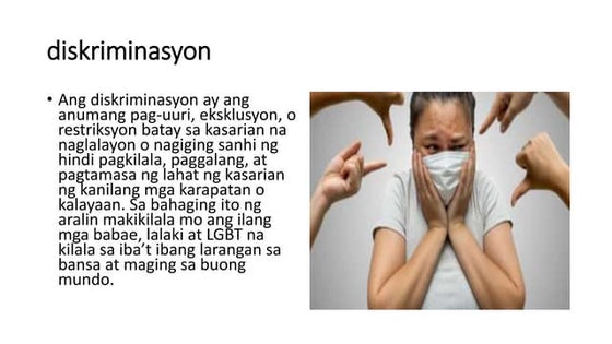 Diskriminasyon sa mga Lalaki, Babae at LGBT.pptx