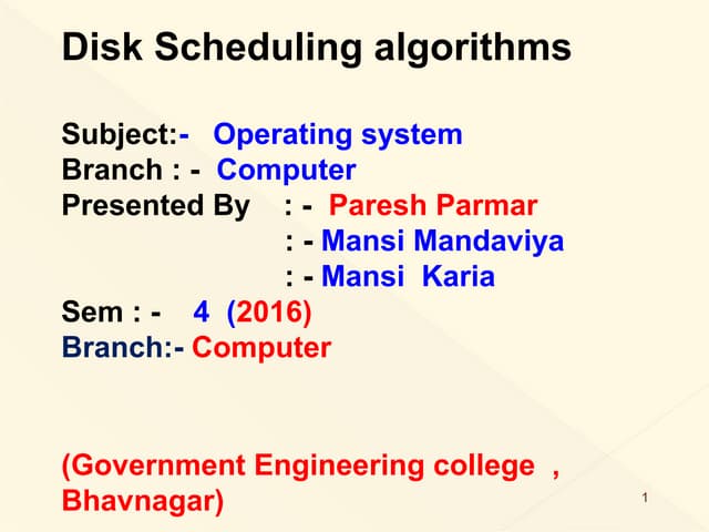 Disk Scheduling Algorithms Ppt Operating Systems Computer Software And Applications