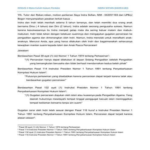 Diskusi 3 Hukum Perdata kewajiban mantan suami kepada Isteri dan Anak Pasca Perceraian.pdf