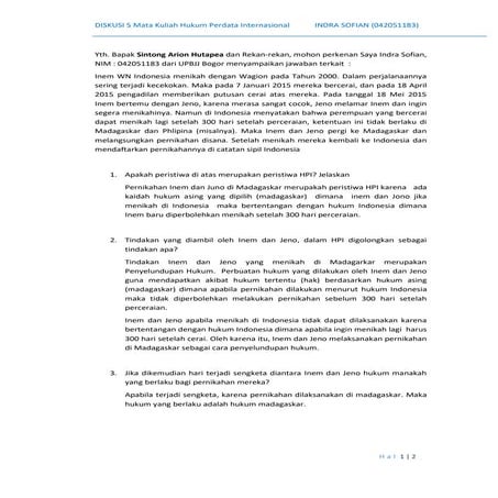 Diskusi 5 Hukum Perdata Internasional peristiwa hukum perdata ...