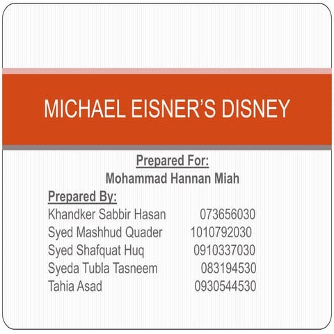 Michael Eisner's Disney | PPTX