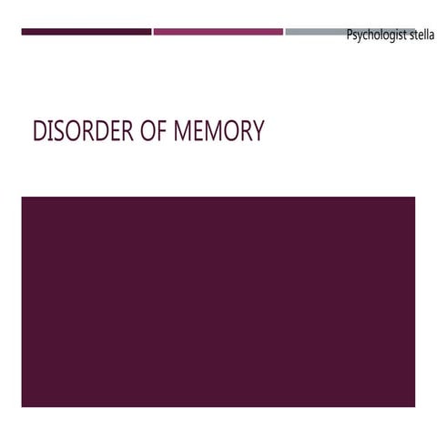 Disorder of Memory | PPT