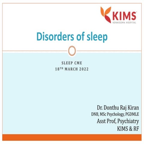 Disorders of sleep | PPTX