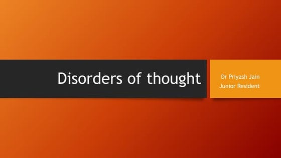 Disorders of thought | PPT