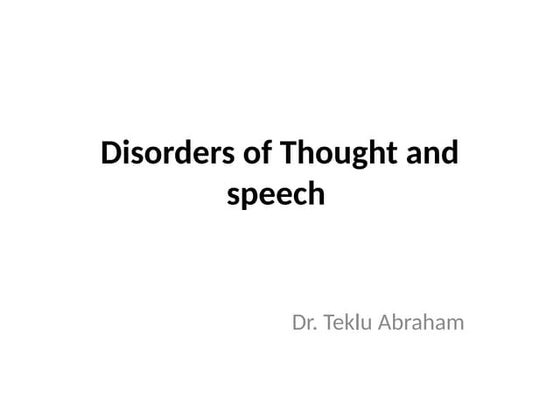 Disorders of thought | PPTX | Brain and Nervous System Disorders ...