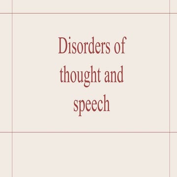DISORDERS OF THOUGHT | PDF