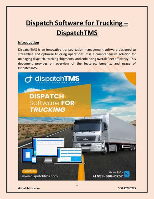 Trucking Dispatch Software - Dispatch TMS | PDF