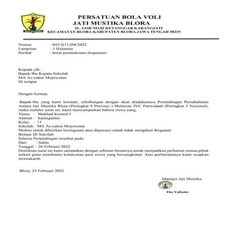 dispensasi surat | DOCX