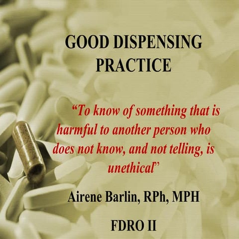Good Dispensing Practice | PPT