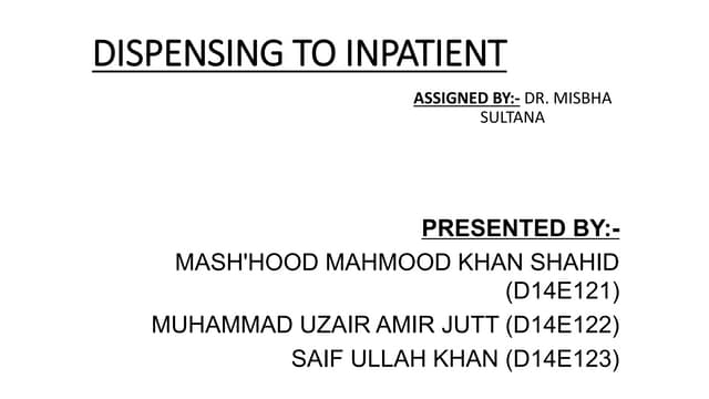 Automated drug despensing | PPTX