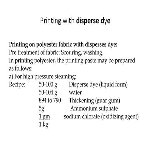 Printing synthetic fabric with disperse dyes | PPTX