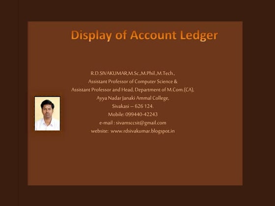 Presentation Introduction - R.D.Sivakumar | PPT