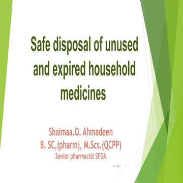Disposal of unused medicines | PPTX
