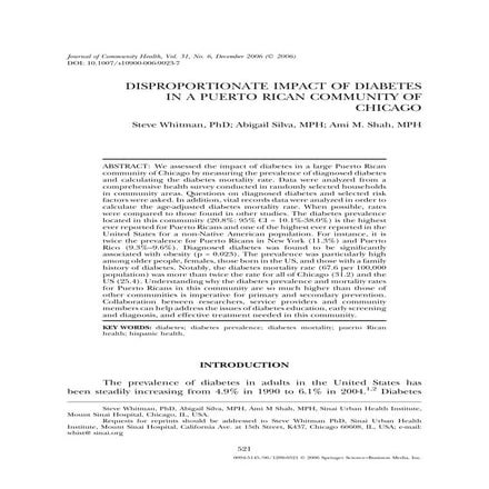 Disproportionate Impact of Diabetes | PDF