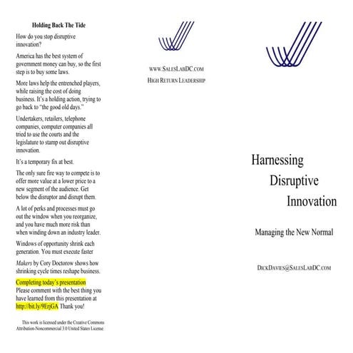 Harnessing Disruptive Innovation - Managing The New Normal | PPT