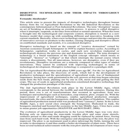 Disruptive technologies and their impacts throughout history | PDF