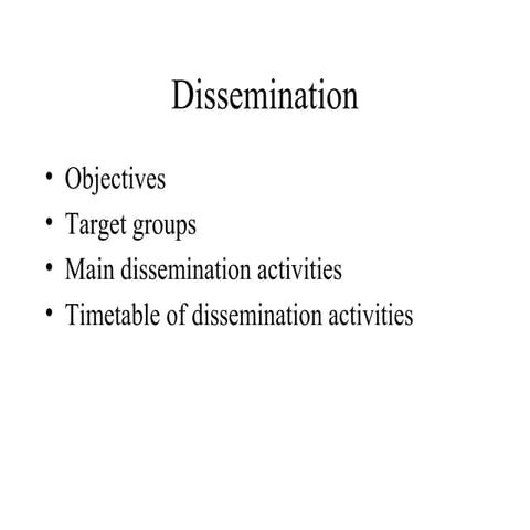 Dissemination plan presentation | PPT