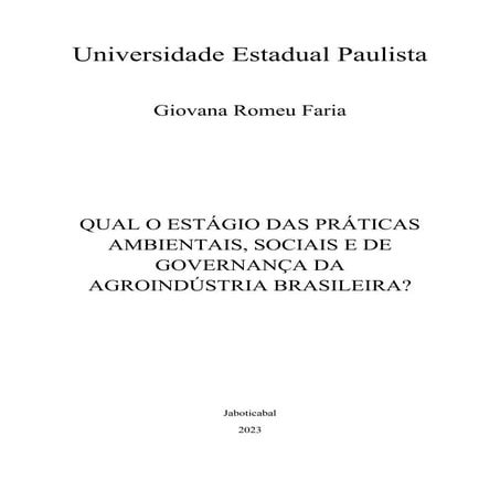 Environmental, Social and Governance (ESG): Mapeamento e Análise de ...