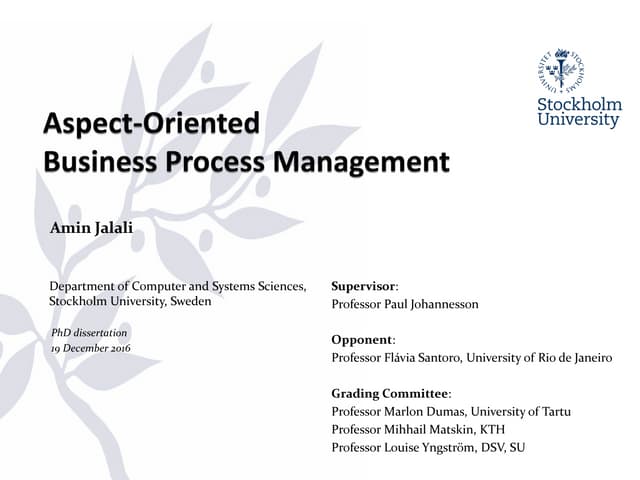 Aspect Oriented Business Process Management Ppt